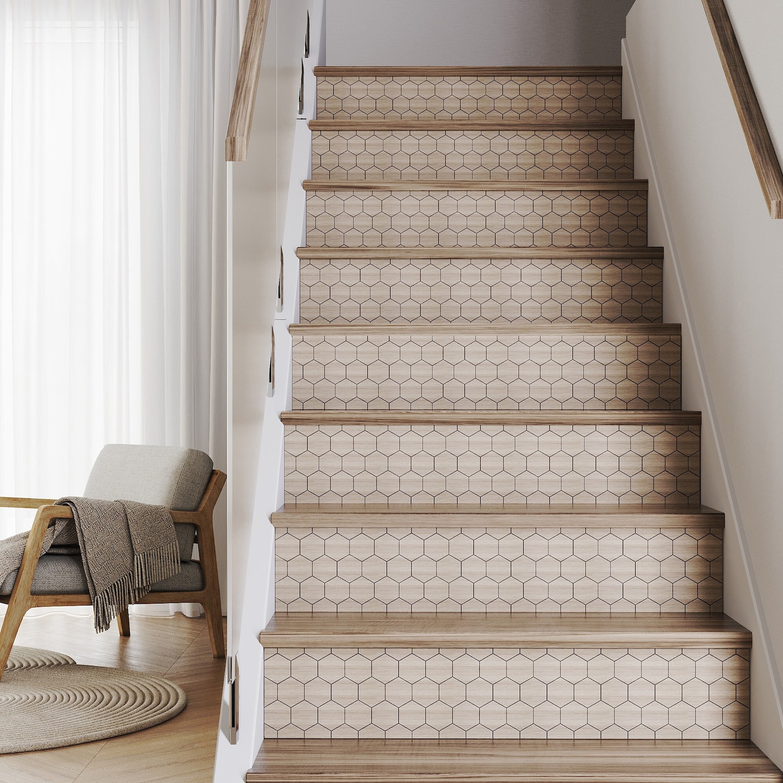 Stair Riser Wood Stickers, Removable Stair, Staircase Art, Self ...