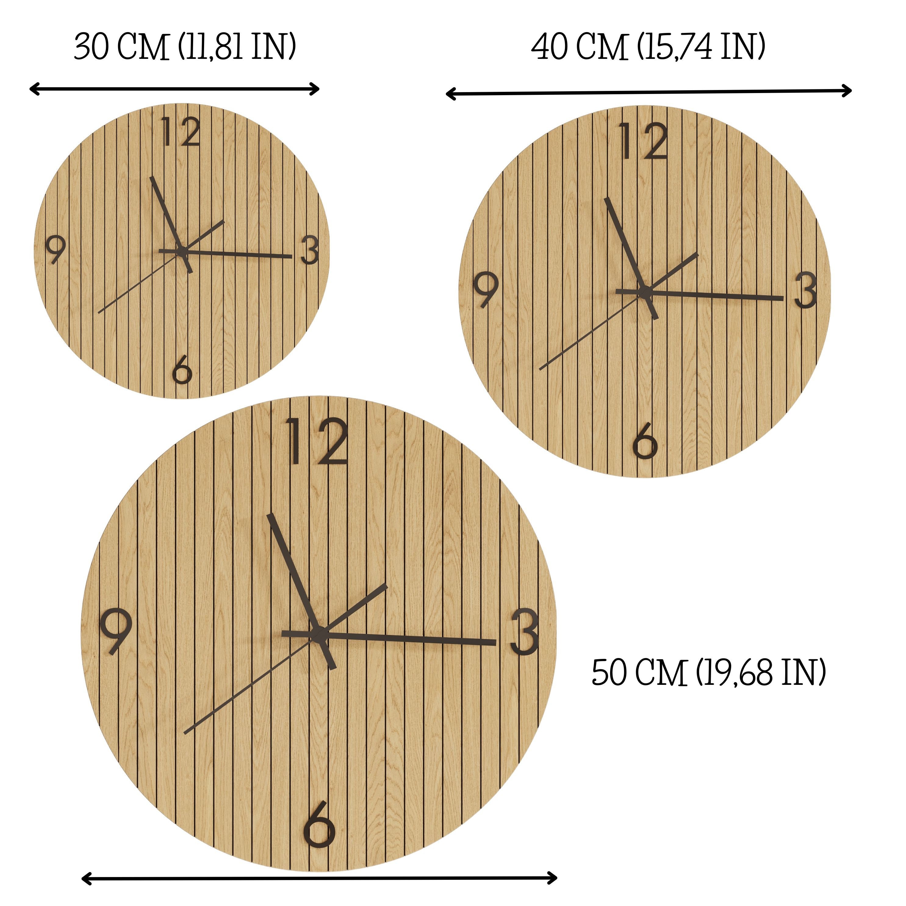 Japandi Style Wall Clock - Natural Oak Veneer Slat Decor, Scandinavian ...