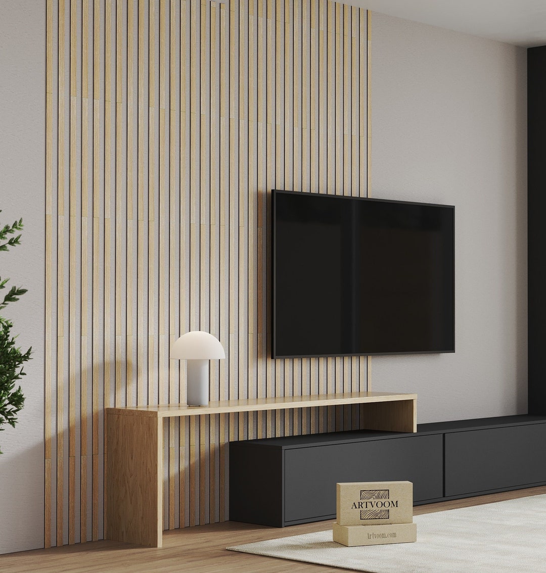 Wood Slat Wall Panel, 3 Cm Wide, Room Divider, Wall Panel Kit ...