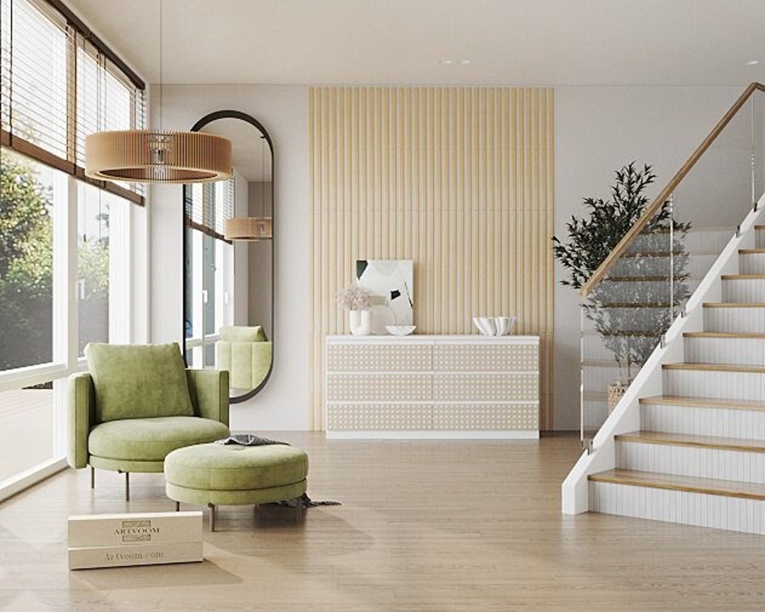 Wood Slat Wall Panel, 3 Cm Wide, Room Divider, Wall Panel Kit ...