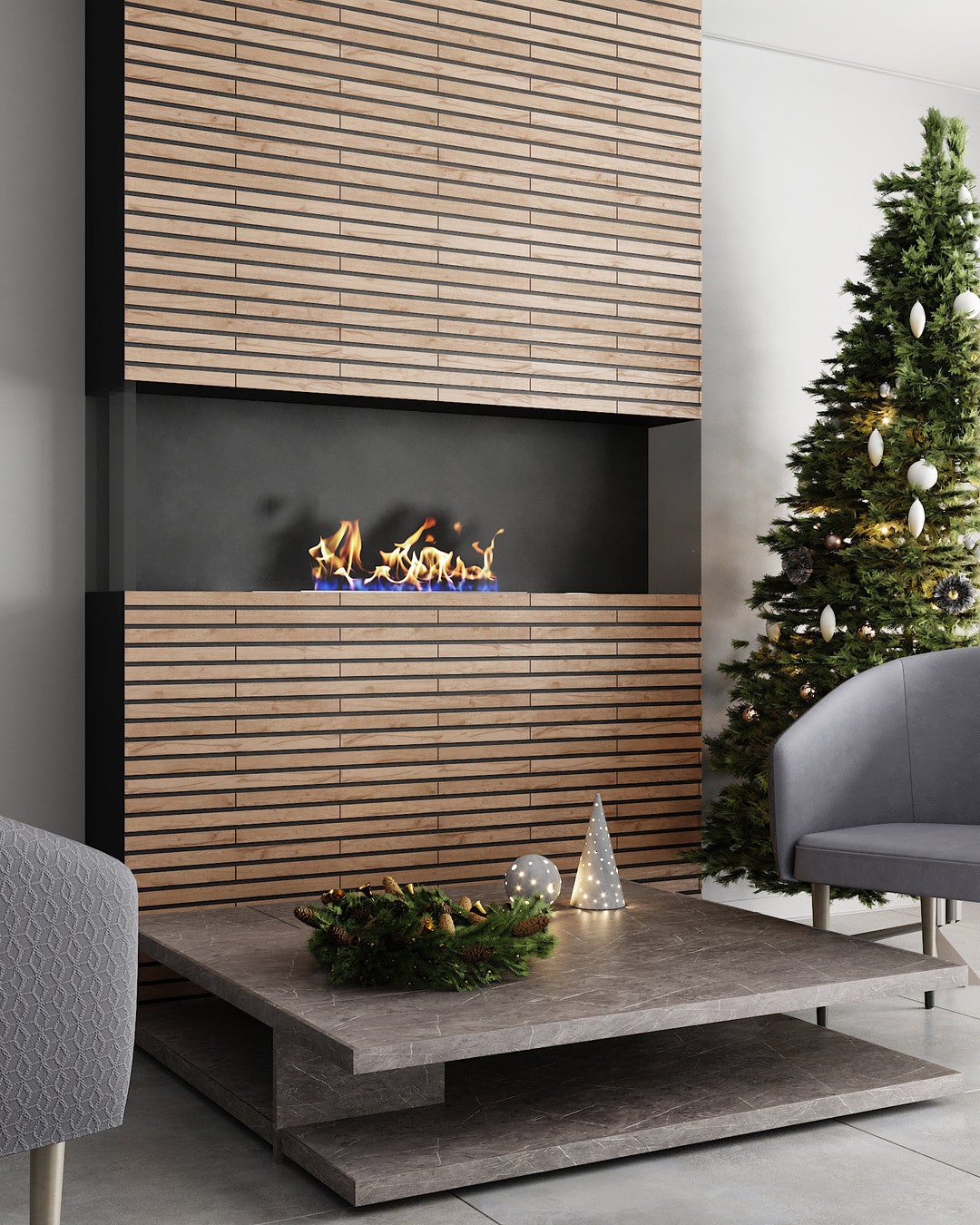 Narrow Oak Slats - Home Decor - Engagement Gift - Wooden Wall Slats ...