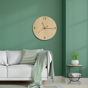 Wooden Wall Clock, Slatted Pattern, Wall Clock Unique, Modern Wall ...