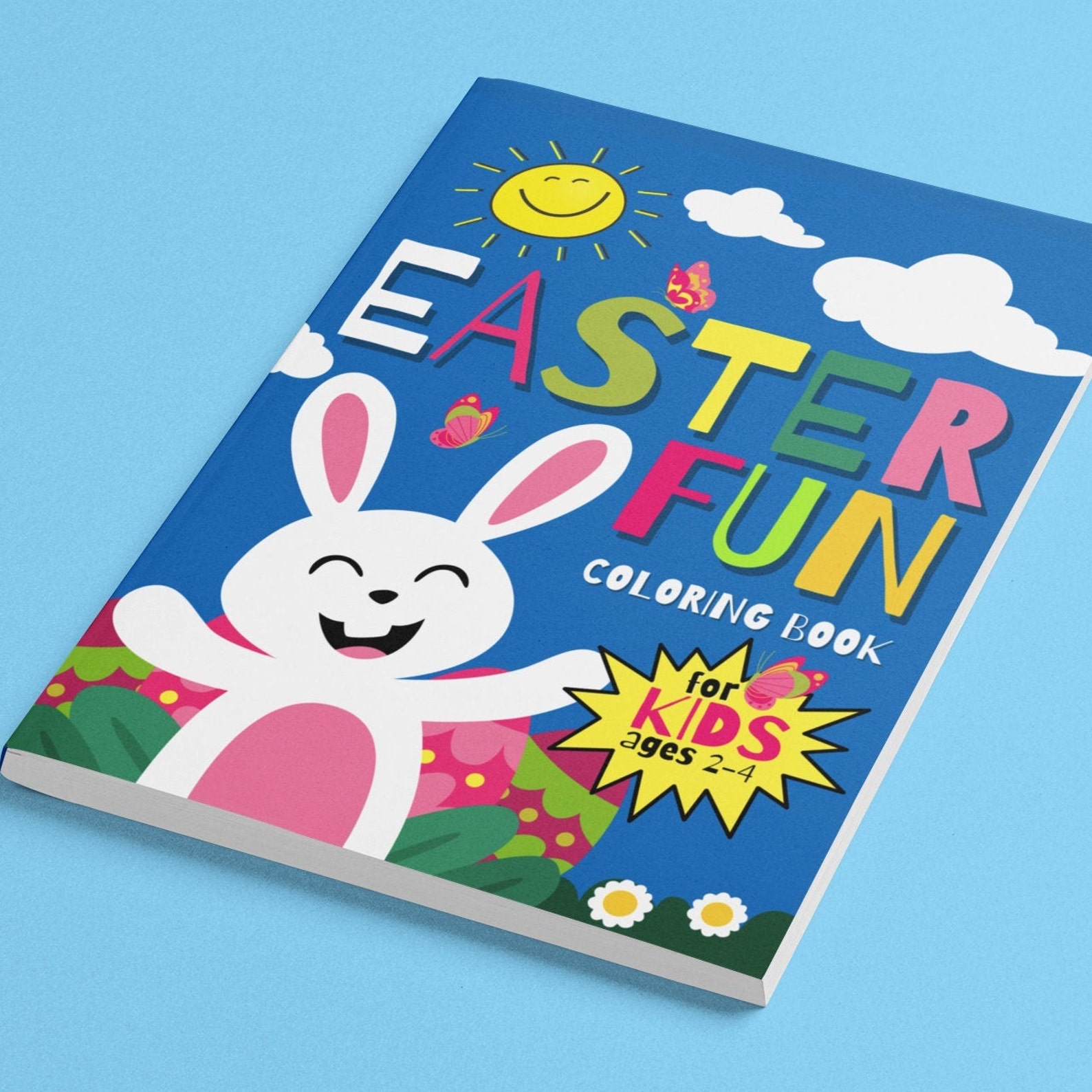 Easter Children Coloring Book Cover Editable Canva KDP Ready Template ...