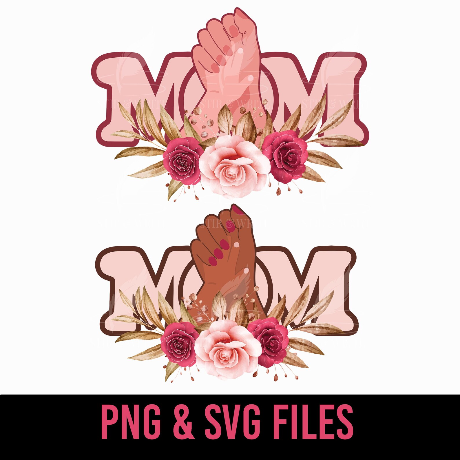 Mom and Flowers Svg, Roses PNG and SVG, Mother's Day Png and Svg, Mom ...