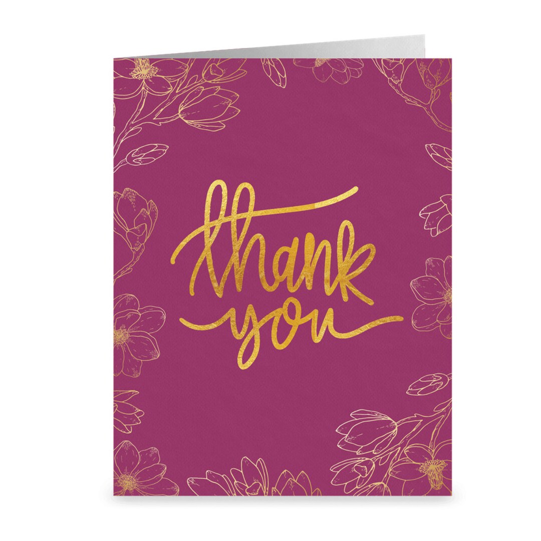 Thank You Folded Note Cards 5 Pack, 10 Pack or 25 Pack - Etsy