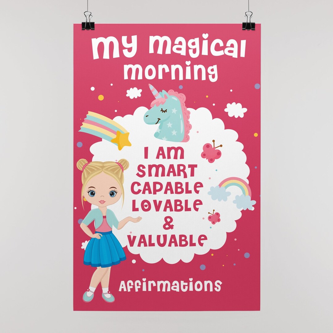 Affirmation Poster for Girls, Positive Affirmations Printable in 5 ...