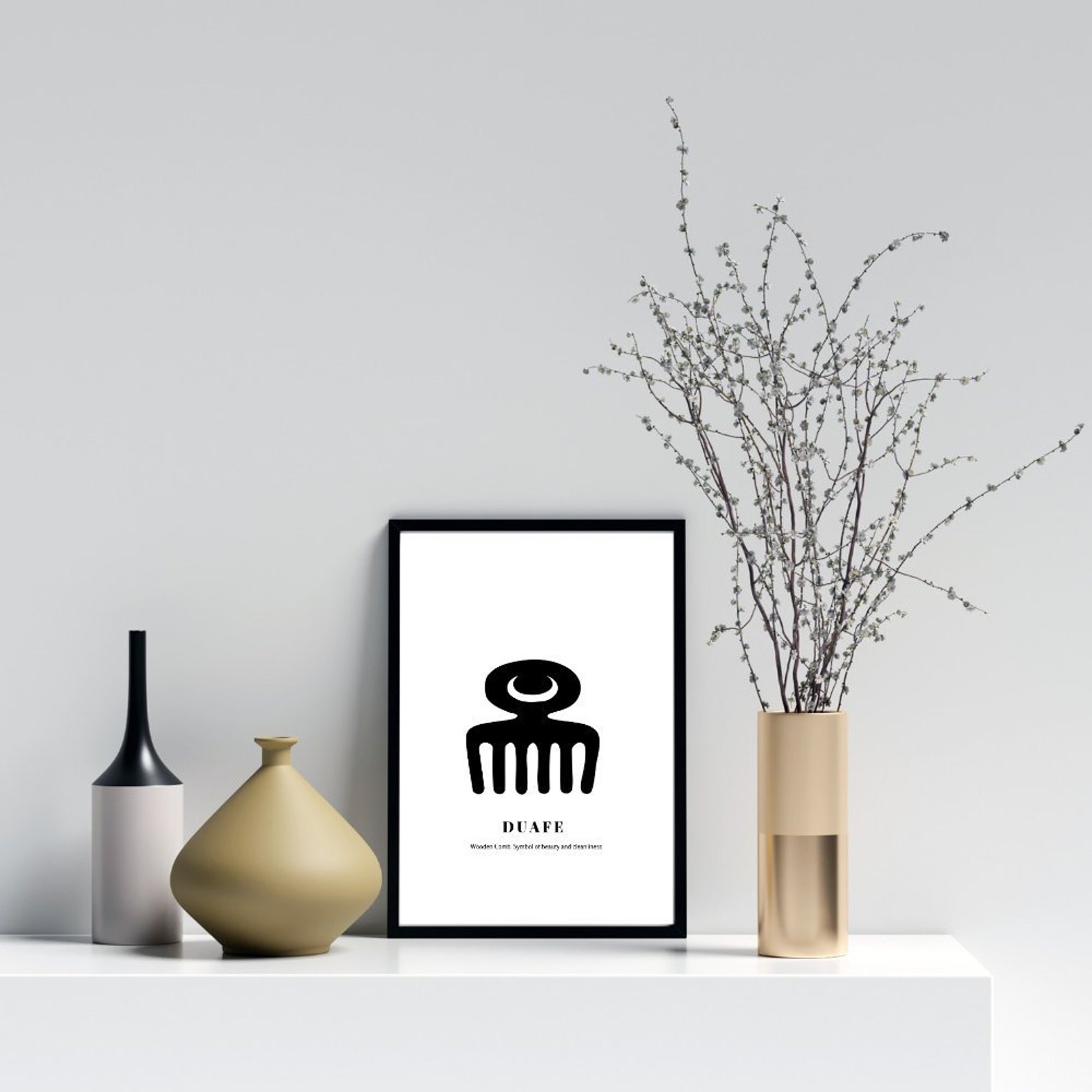 Black Duafe Adinkra Symbol, Adinkra Wall Art, African Wall Art, Digital ...