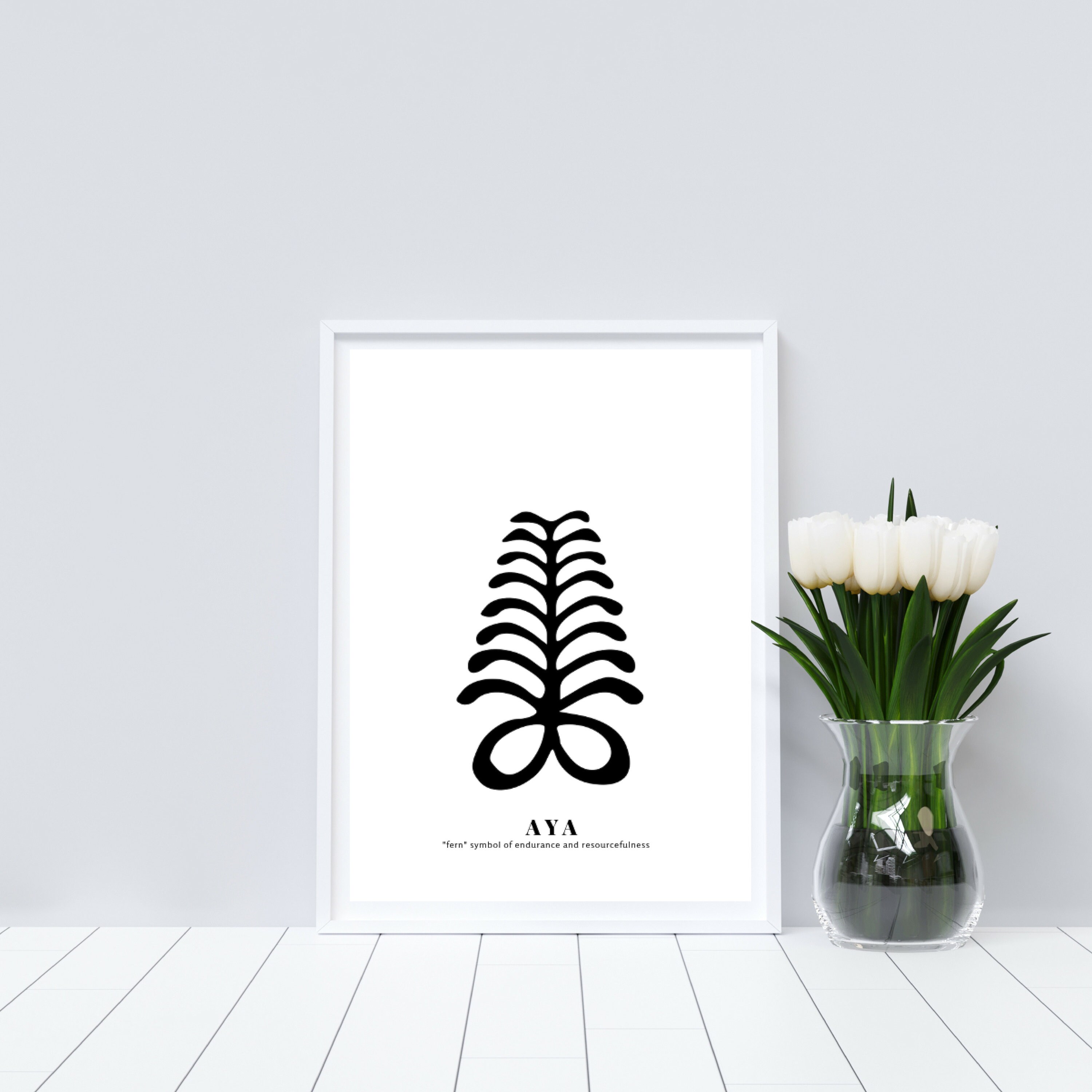 Aya Black Adinkra Symbol African Wall Art Digital Print - Etsy Canada