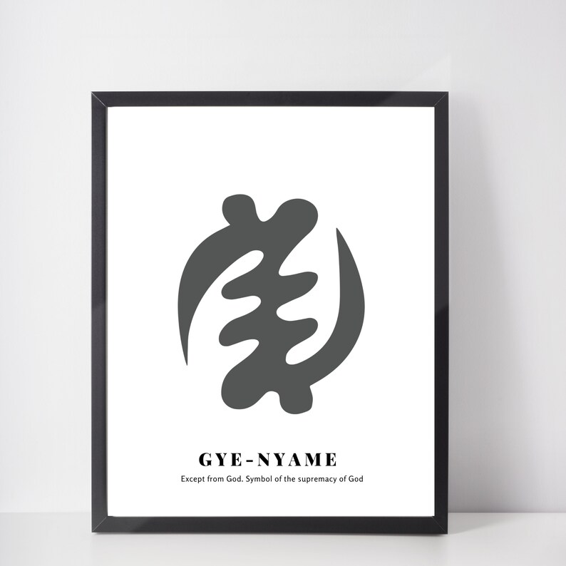 Grey Gye Nyame Adinkra Symbol Adinkra Wall Art African Wall Etsy