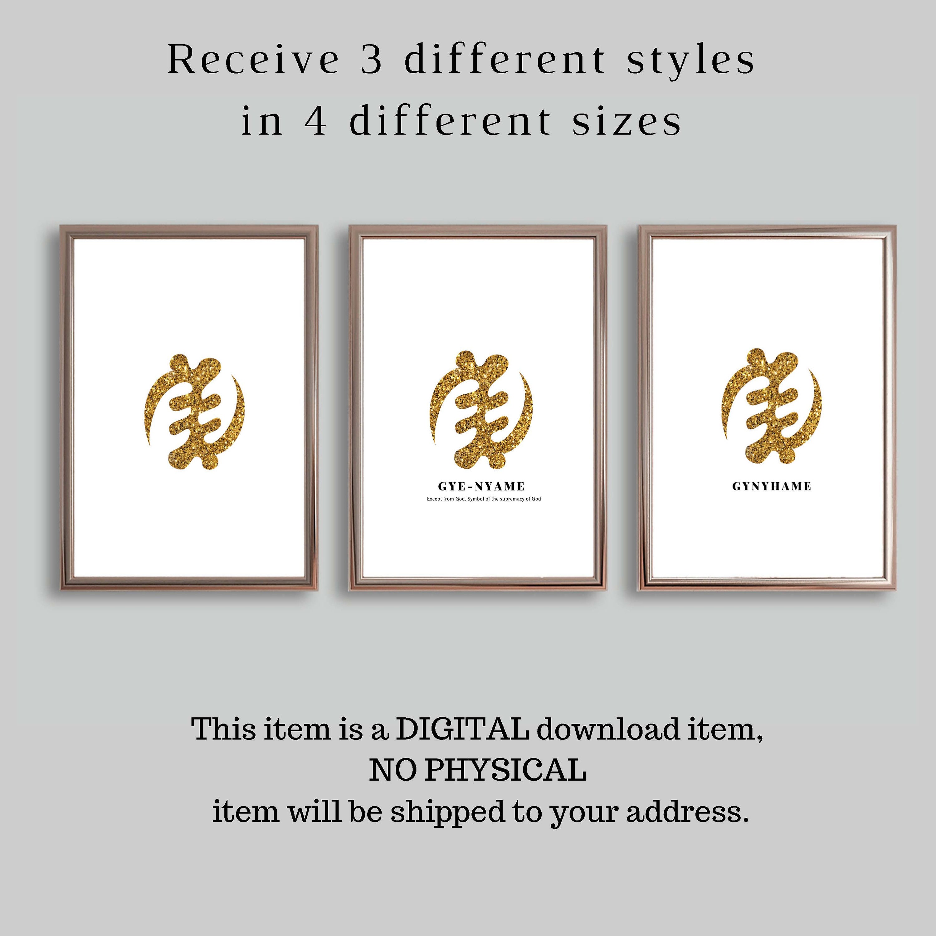 Gold Gye-nyame Adinkra Symbol, Adinkra Wall Art, African Wall Art ...