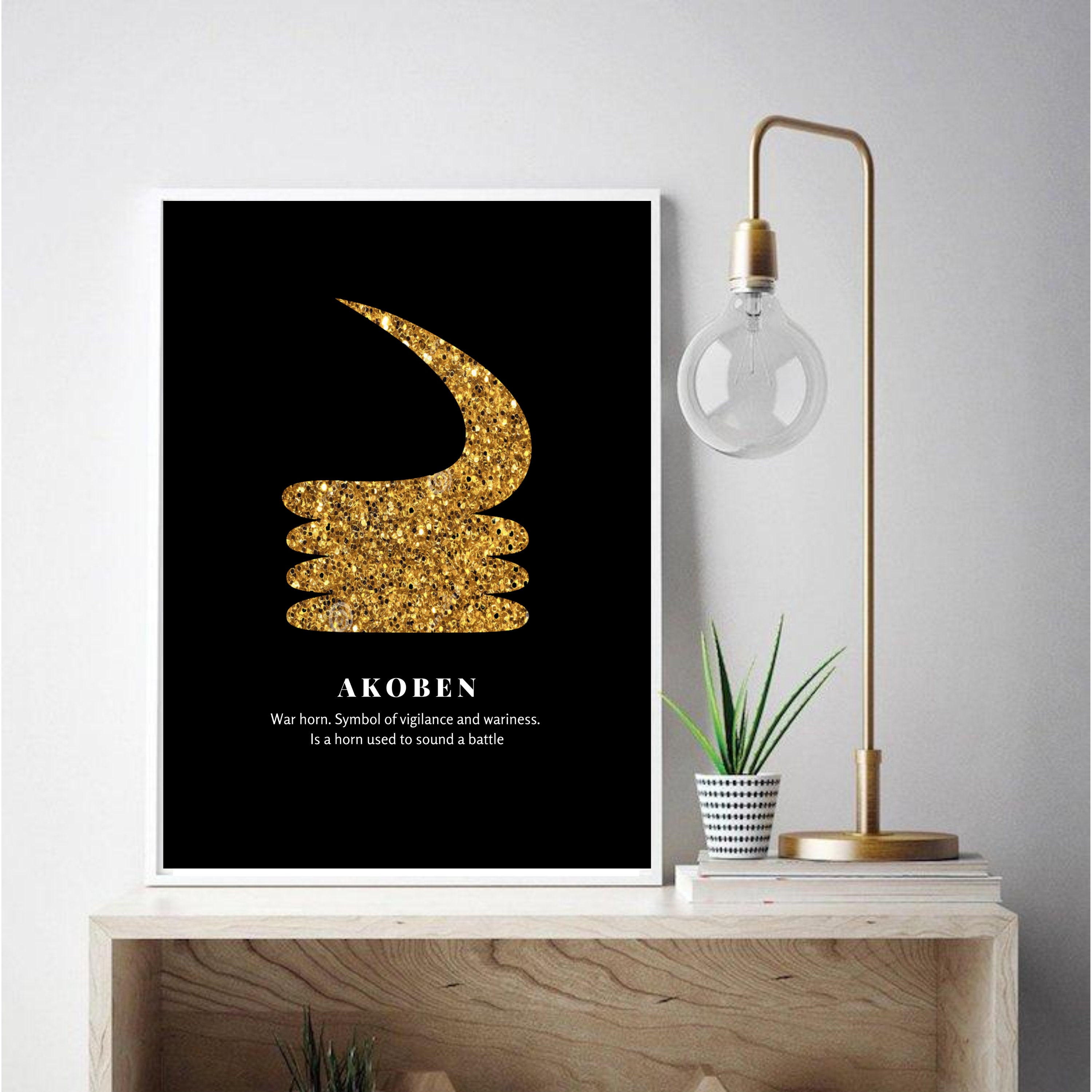 GOLD & Black Akoben Adinkra Symbol, Adinkra Wall Art, African Wall Art ...