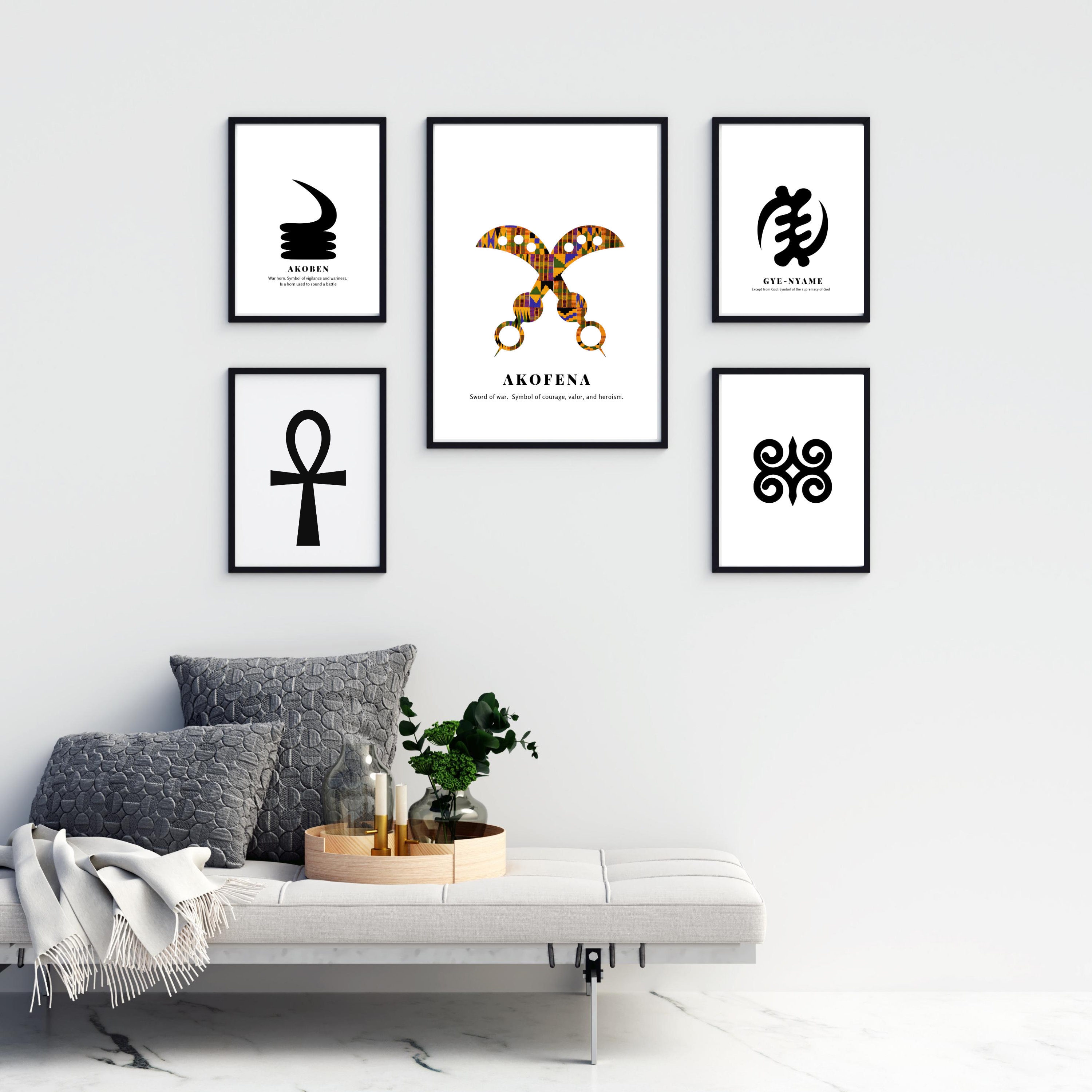 Set of 5 Adinkra Symbol | Africa Symbol, Africa Wall Art, African Wall ...