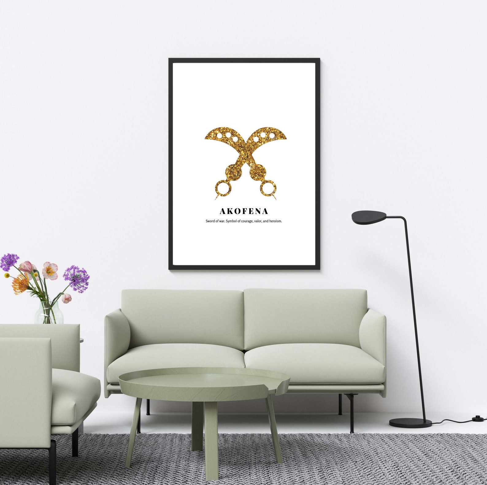 Gold Akofena Adinkra Symbol, Adinkra Wall Art, African Wall Art ...