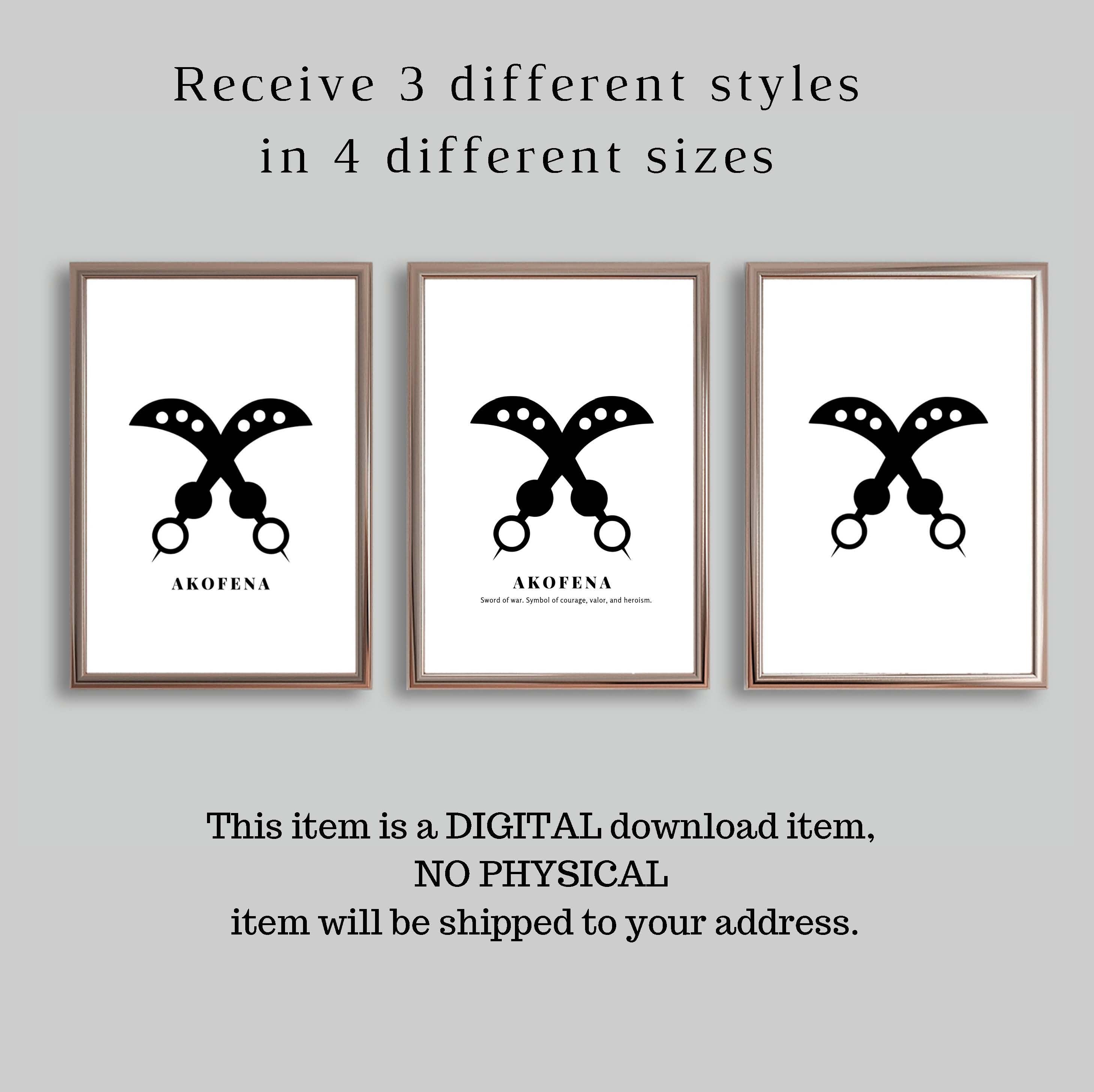 Black Akofena Adinkra Symbol, Adinkra Wall Art, African Wall Art ...