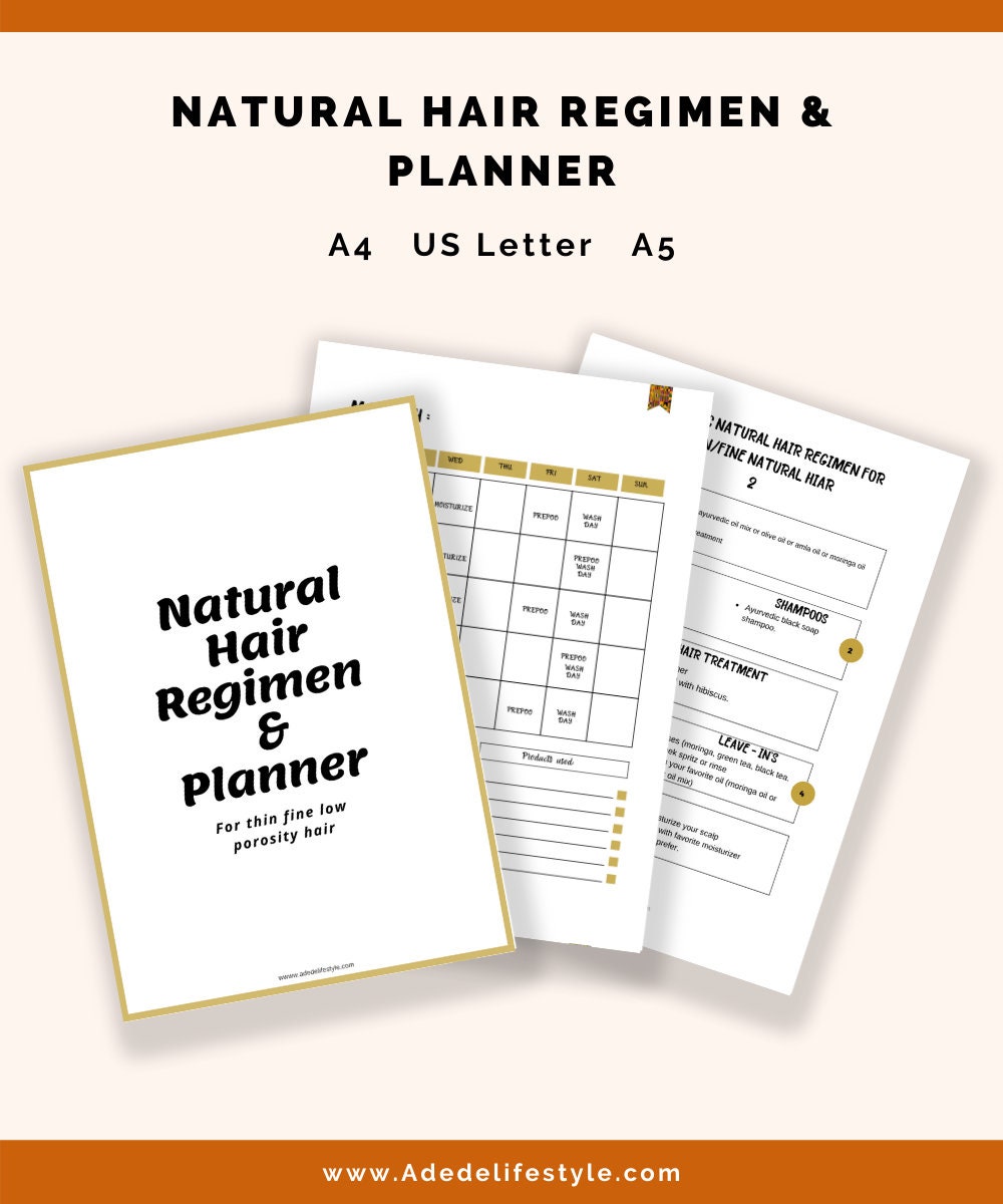 Natural Hair Regimen Planner Set Inserts & Ayurvedic Hair Regimen .A4 ...