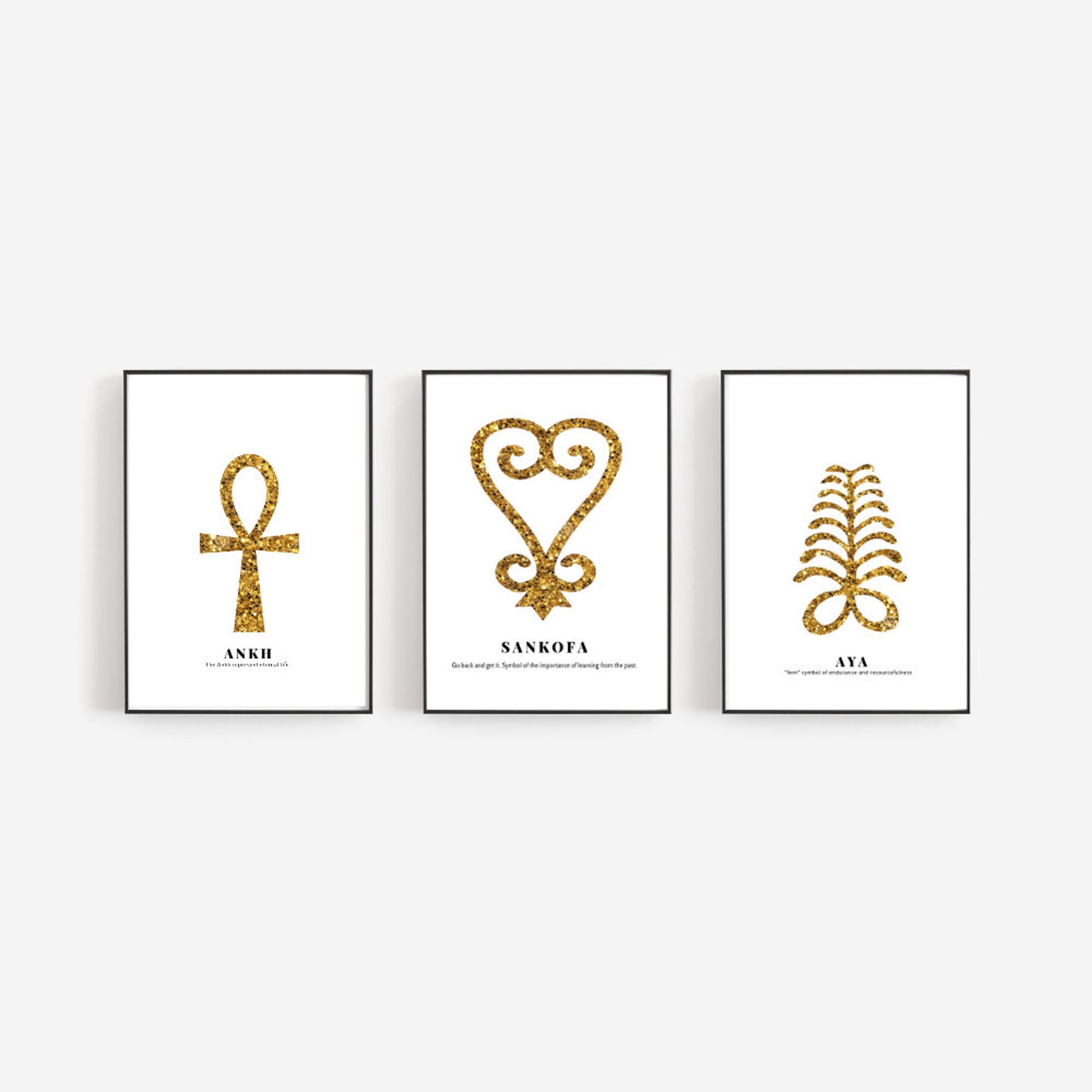 Gold Aya, Adinkra Symbols, African Wall Art, Digital Print, Art Print ...