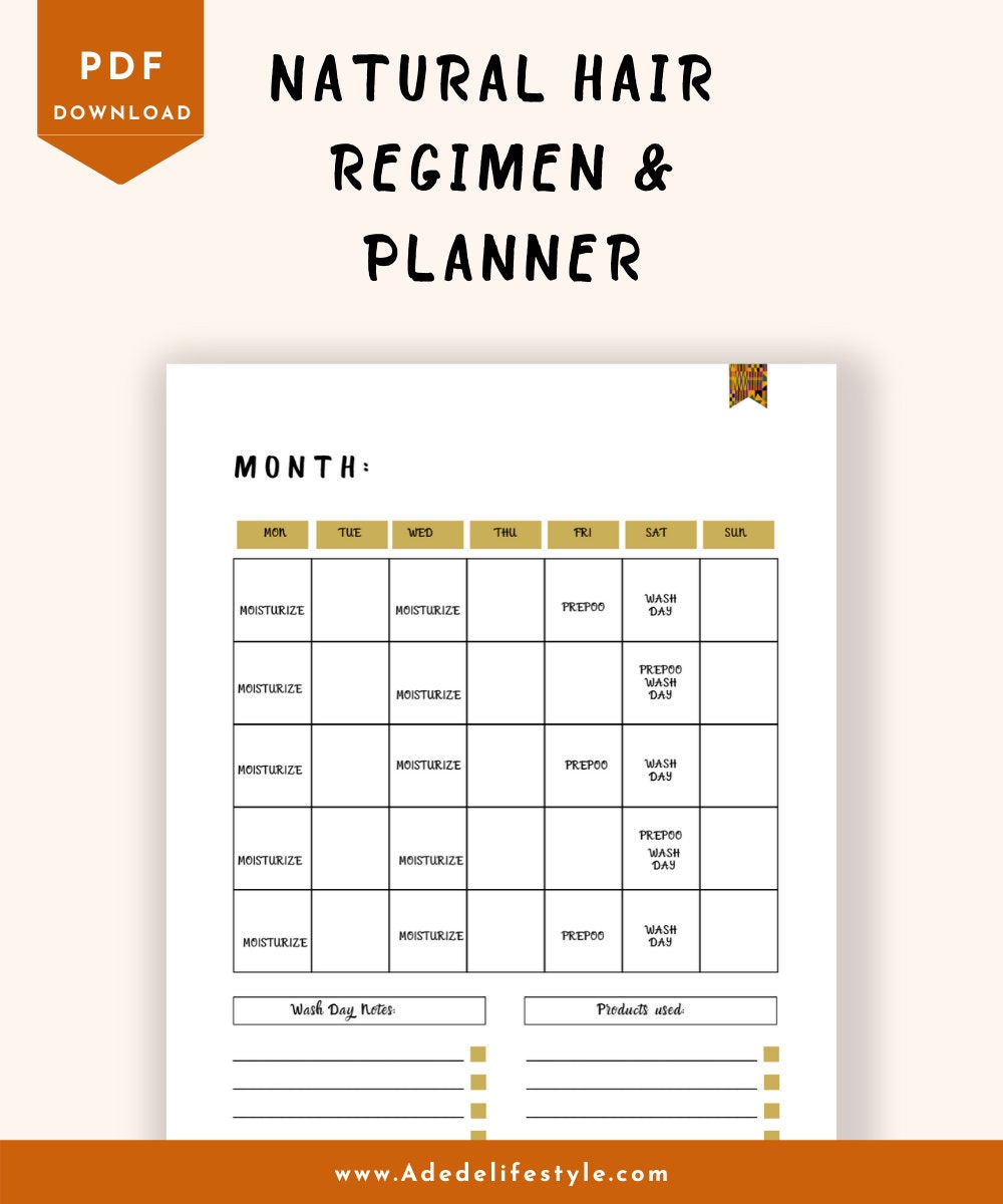Natural Hair Regimen Planner Set Inserts & Ayurvedic Hair Regimen .A4 ...