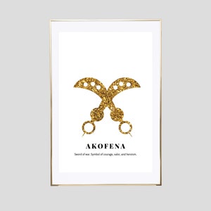 Gold Akofena Adinkra Symbol, Adinkra Wall Art, African Wall Art ...