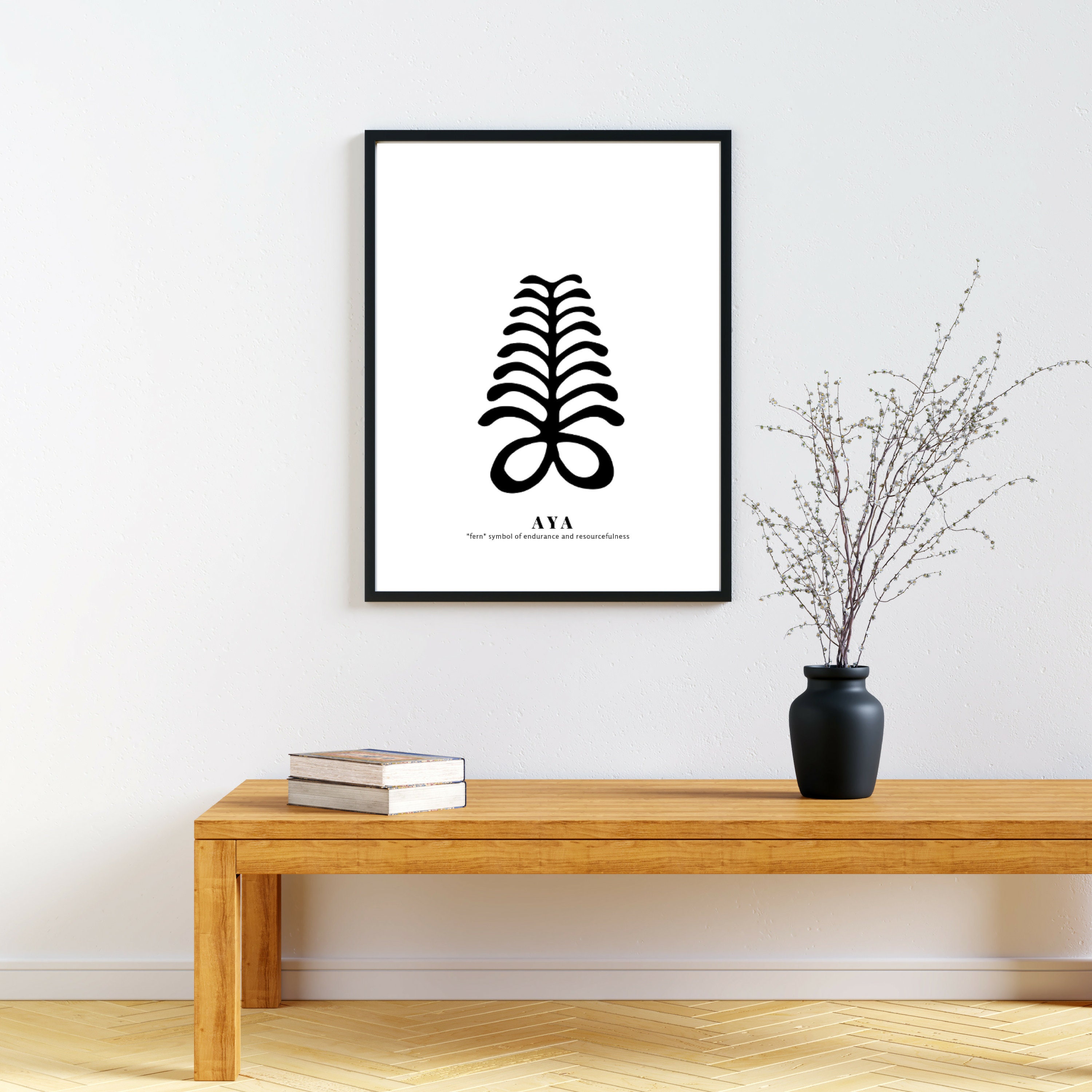 Aya Black, Adinkra Symbol,, African Wall Art, Digital Print, Art Print ...