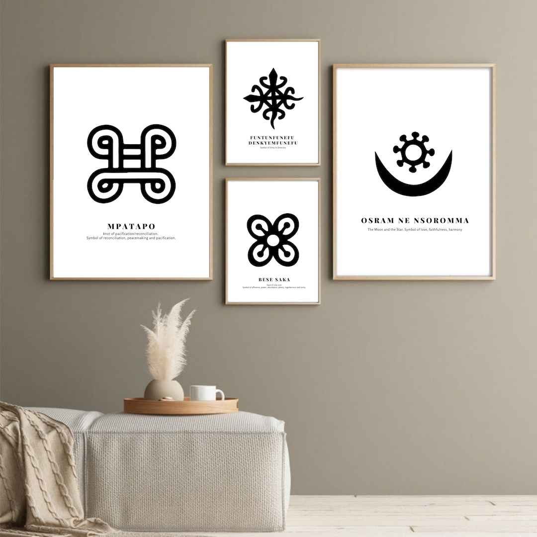 Set of 4 Adinkra Symbol | Africa Symbol, Africa Wall Art, African Wall ...