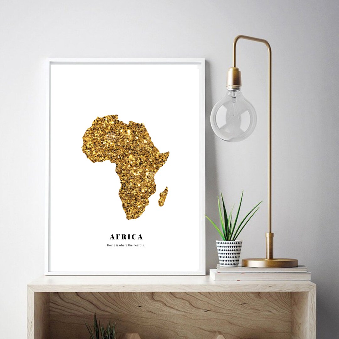 Gold African Map Wall Art | Africa Symbol, Africa Wall Art, African ...