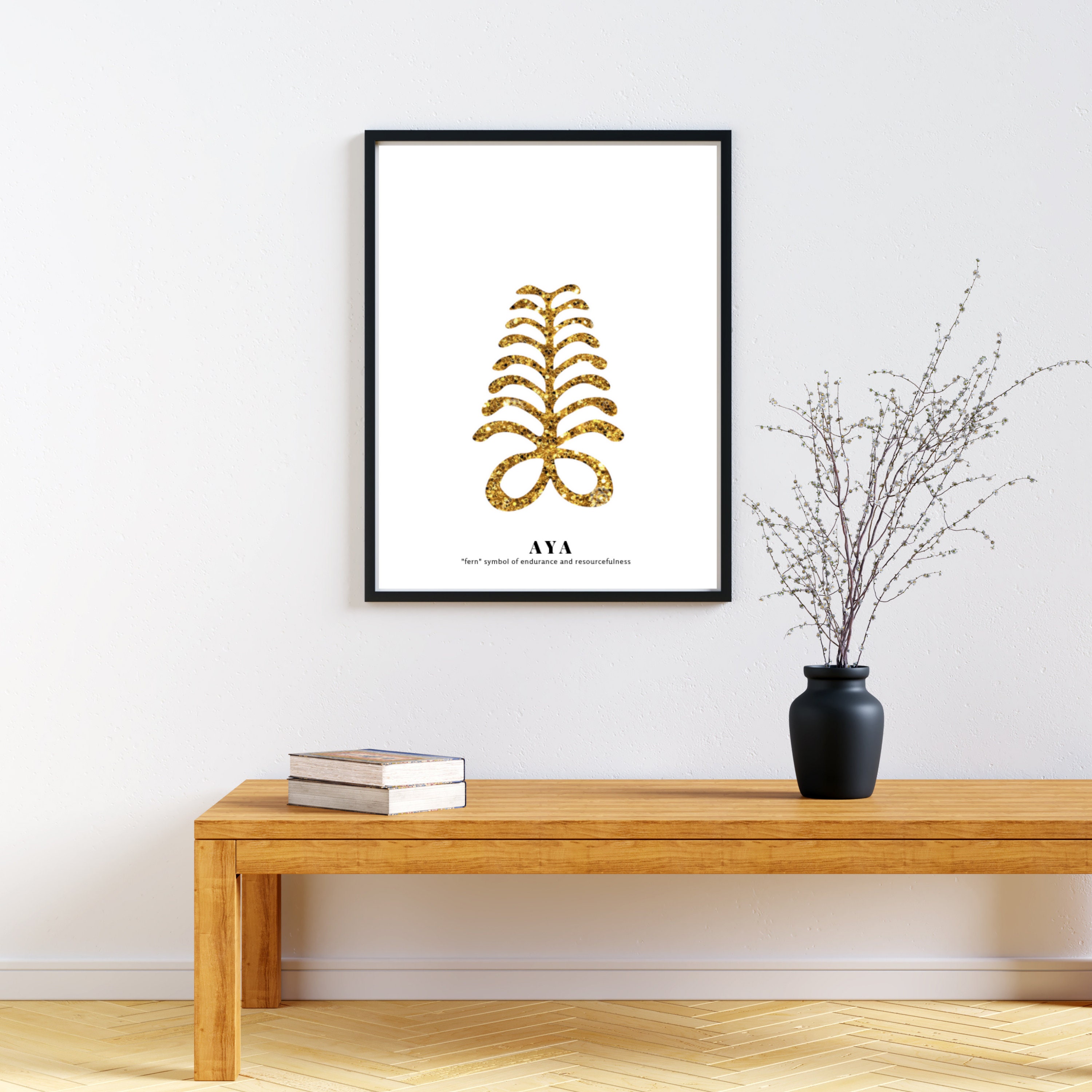 Gold Aya, Adinkra Symbols, African Wall Art, Digital Print, Art Print ...