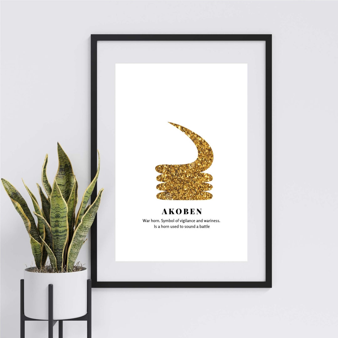 GOLD Akoben Adinkra Symbol, Adinkra Wall Art, Symbols, African Wall Art ...