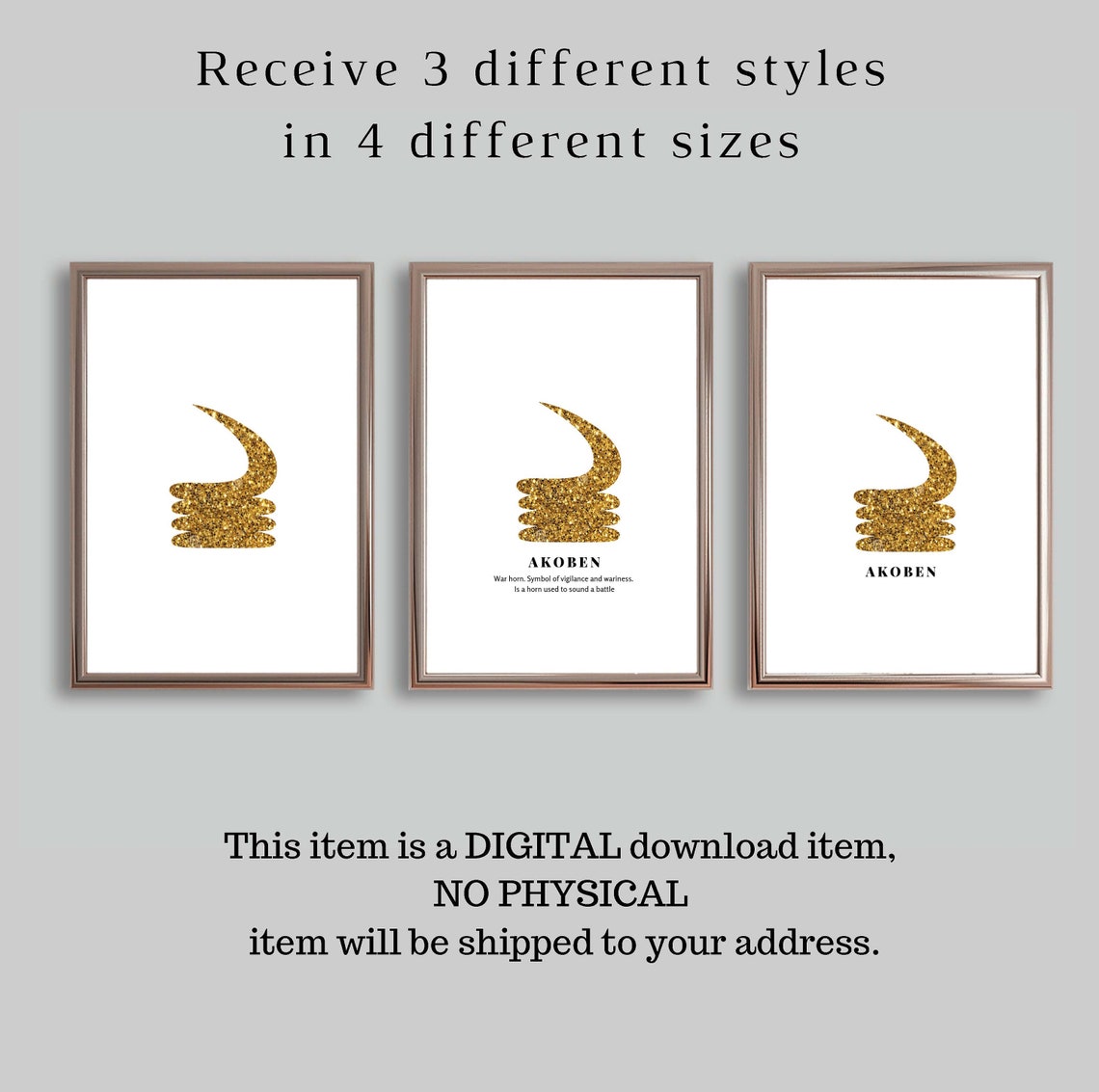 GOLD Akoben Adinkra Symbol, Adinkra Wall Art, Symbols, African Wall Art ...