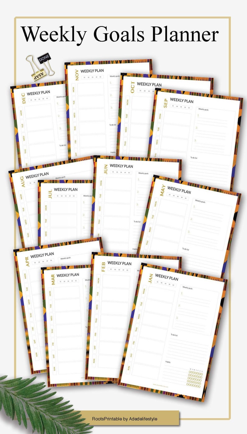 Weekly Goals Plannerweekly Organiser Productivity Planner - Etsy