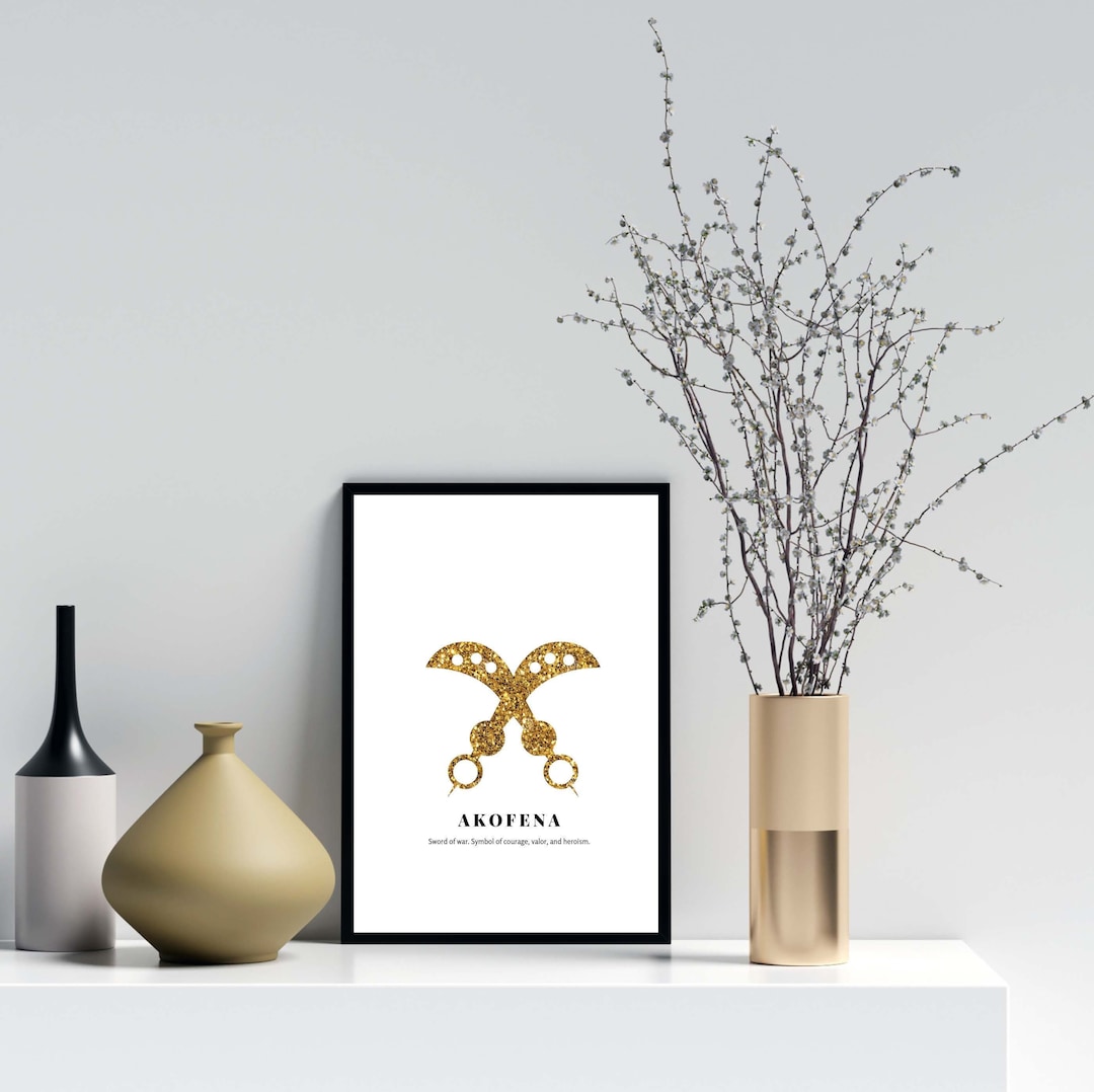 Gold Akofena Adinkra Symbol, Adinkra Wall Art, African Wall Art ...