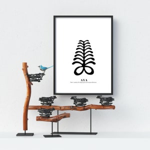 Aya Black, Adinkra Symbol,, African Wall Art, Digital Print, Art Print ...