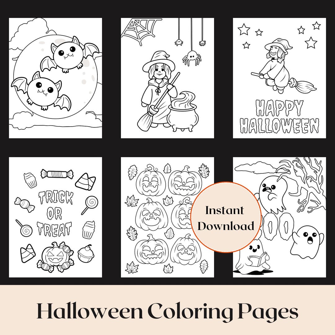 Halloween Coloring Pages for Toddlers, Witches, Bats, Jack O'lantern ...