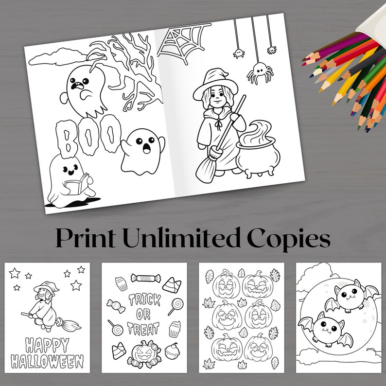 Halloween Coloring Pages for Toddlers, Witches, Bats, Jack O'lantern ...