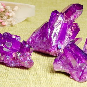 Aura Quartz Titanium Crystal/small Aura Purple Crystal Cluster ...