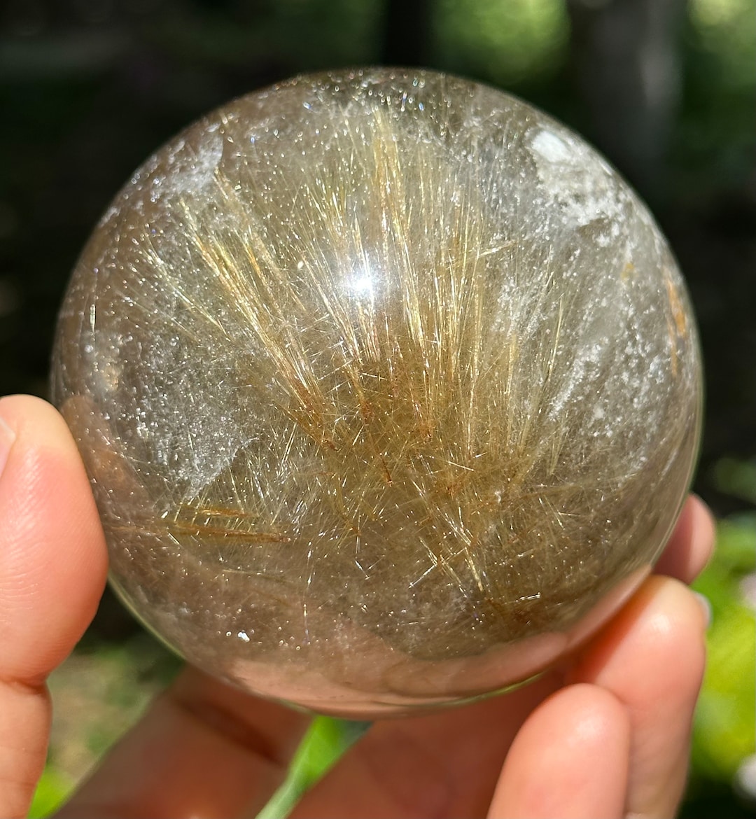 2.7" Rare Clear Golden Rutile Quartz Crystal Sphere/golden Needles ...