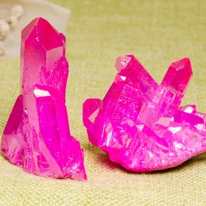 Aura Quartz Titanium Crystal/hot Pink Crystal Cluster/electroplated ...