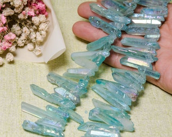 Wholesale Full Strand of Aura Titanium Beads-blue&green Crystal ...