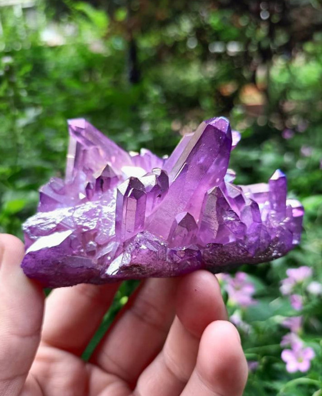 Aura Quartz Titanium Crystal/small Aura Purple Crystal Cluster ...