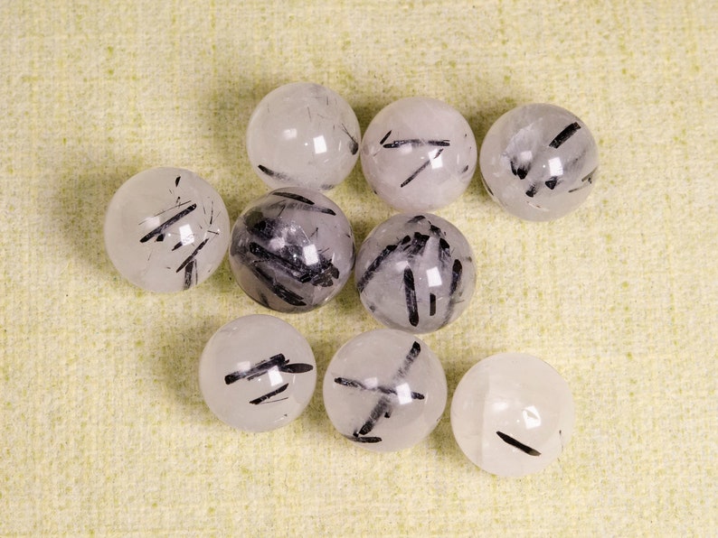 Black Rutilated Quartz Sphere Polished Stone Ball Natural Gemstone ...