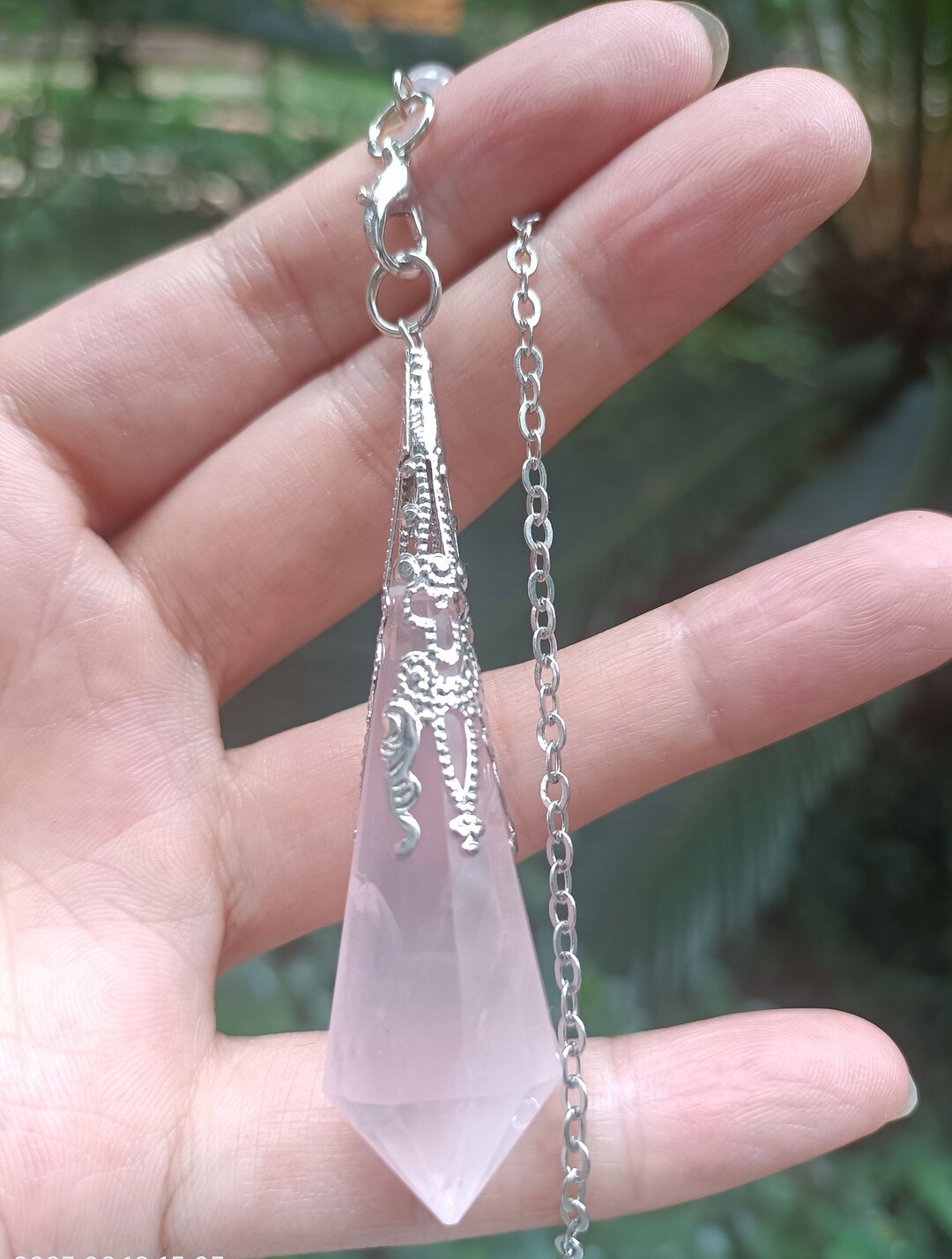 Natural Rose Crystal Pendulums/light Pink Quartz Pendants/rose Crystal Meditation Jewelry/rose ...