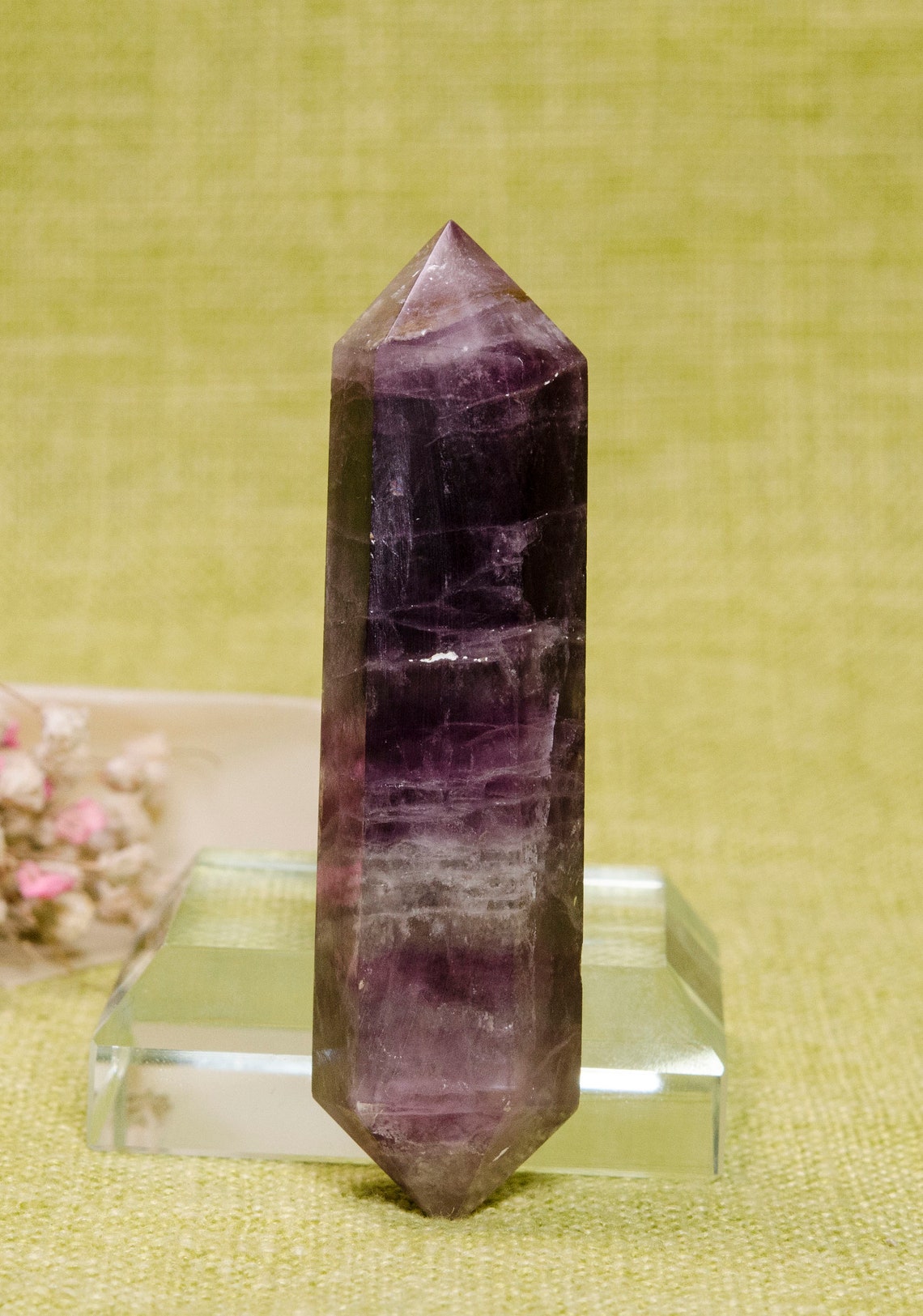 Purple Fluorite Tower Double Terminated Natural Gemstone Point/jewelry ...