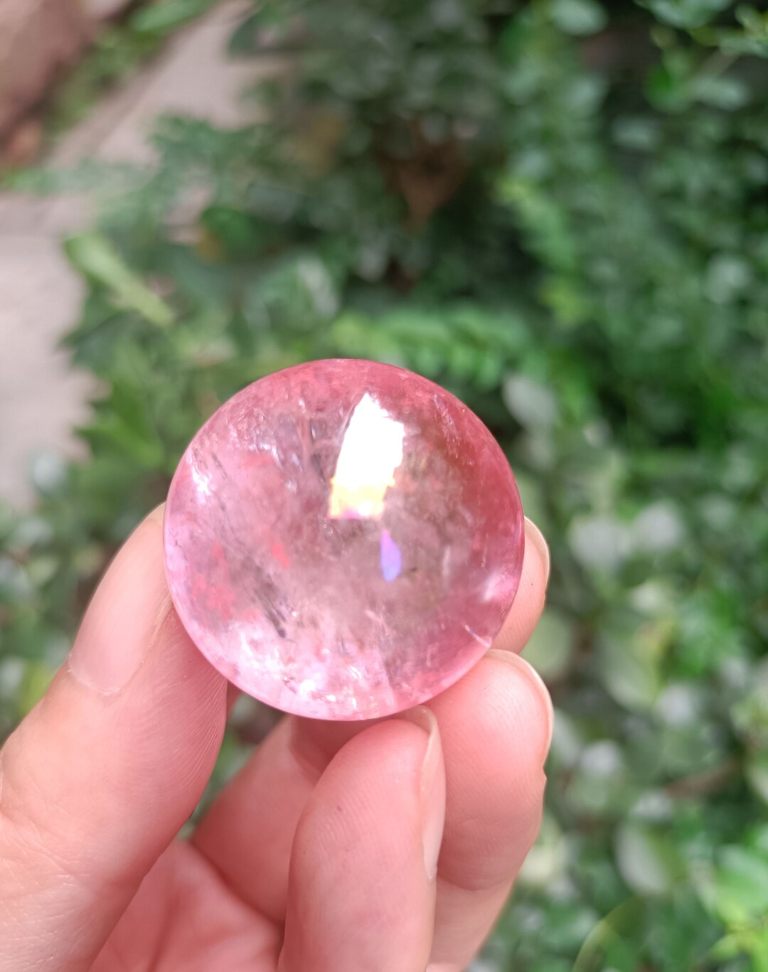 Aura Titanium Light Pink Quartz Spheres/aura Pink Crystal Ball for ...