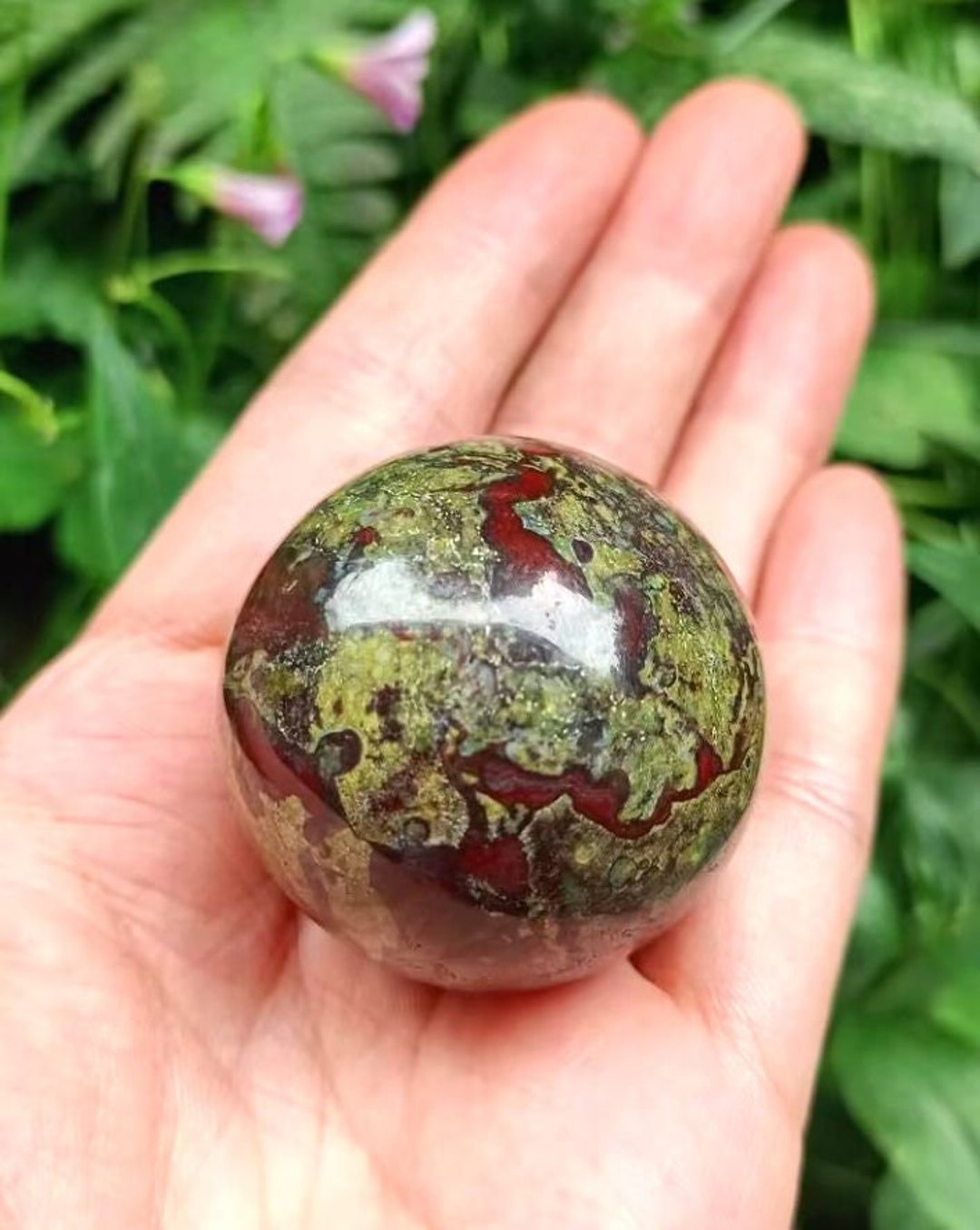 Natural Dragon Blood Stone Spheres/blood Stone Balls/green&red Crystal ...