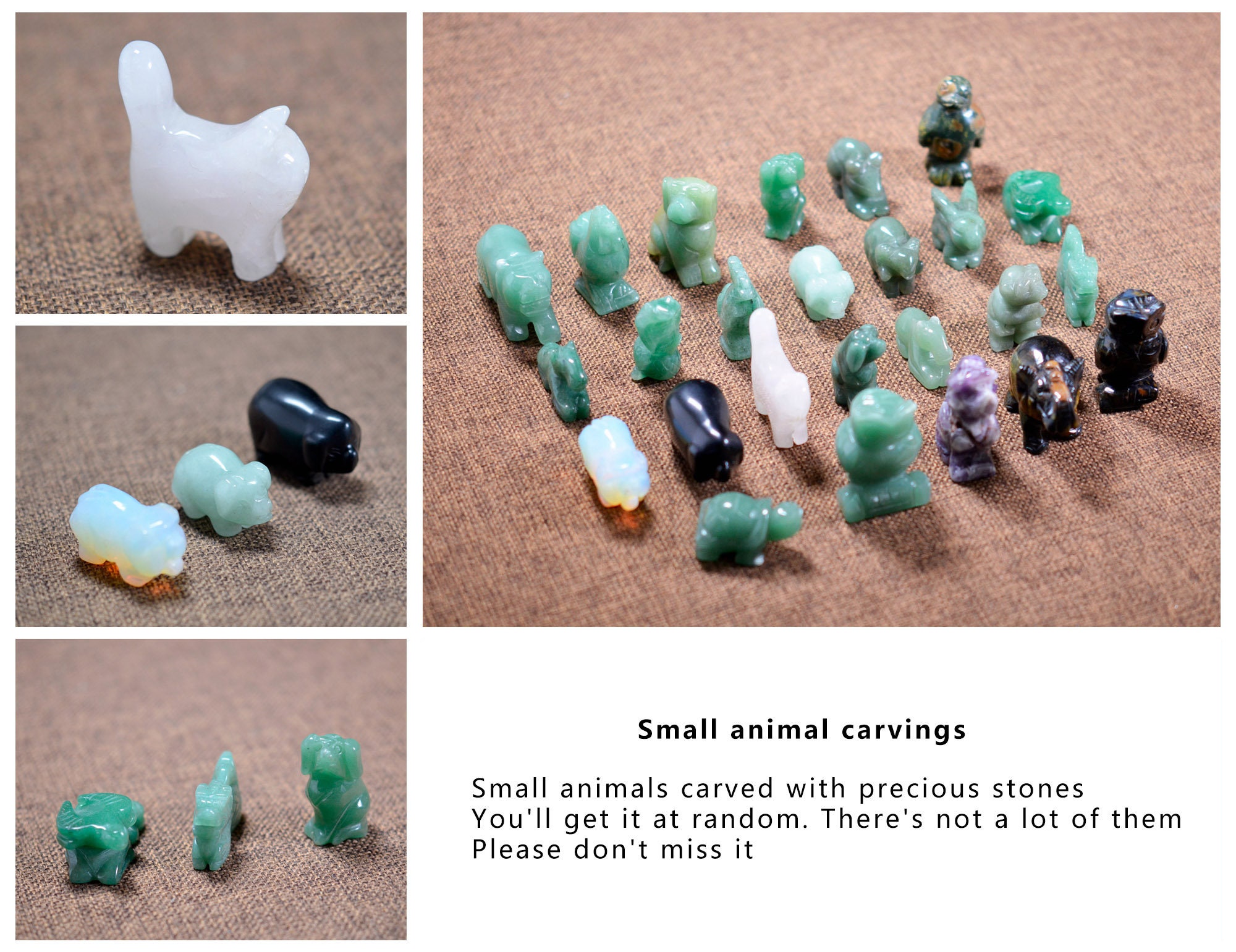 Carved Gemstone Animal Figurines
