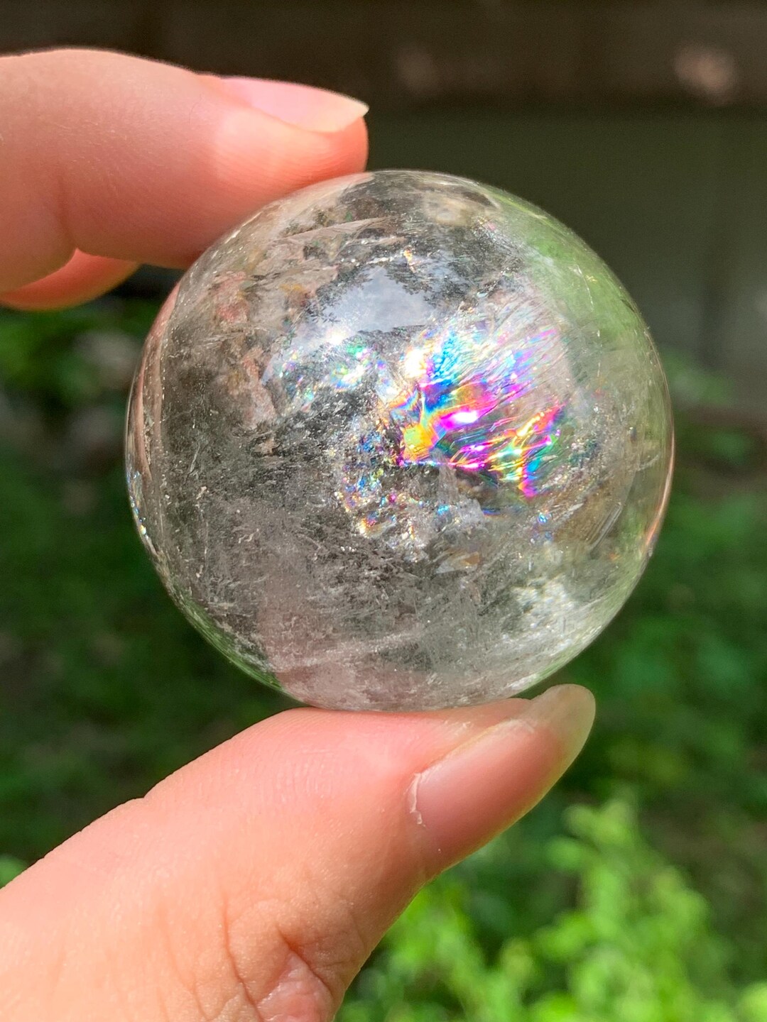 40mm Clear Green Phantom Quartz Sphere/volcanic Mud Inclusion Crystal ...