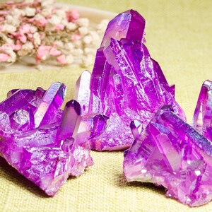 Aura Quartz Titanium Crystal/small Aura Purple Crystal Cluster ...
