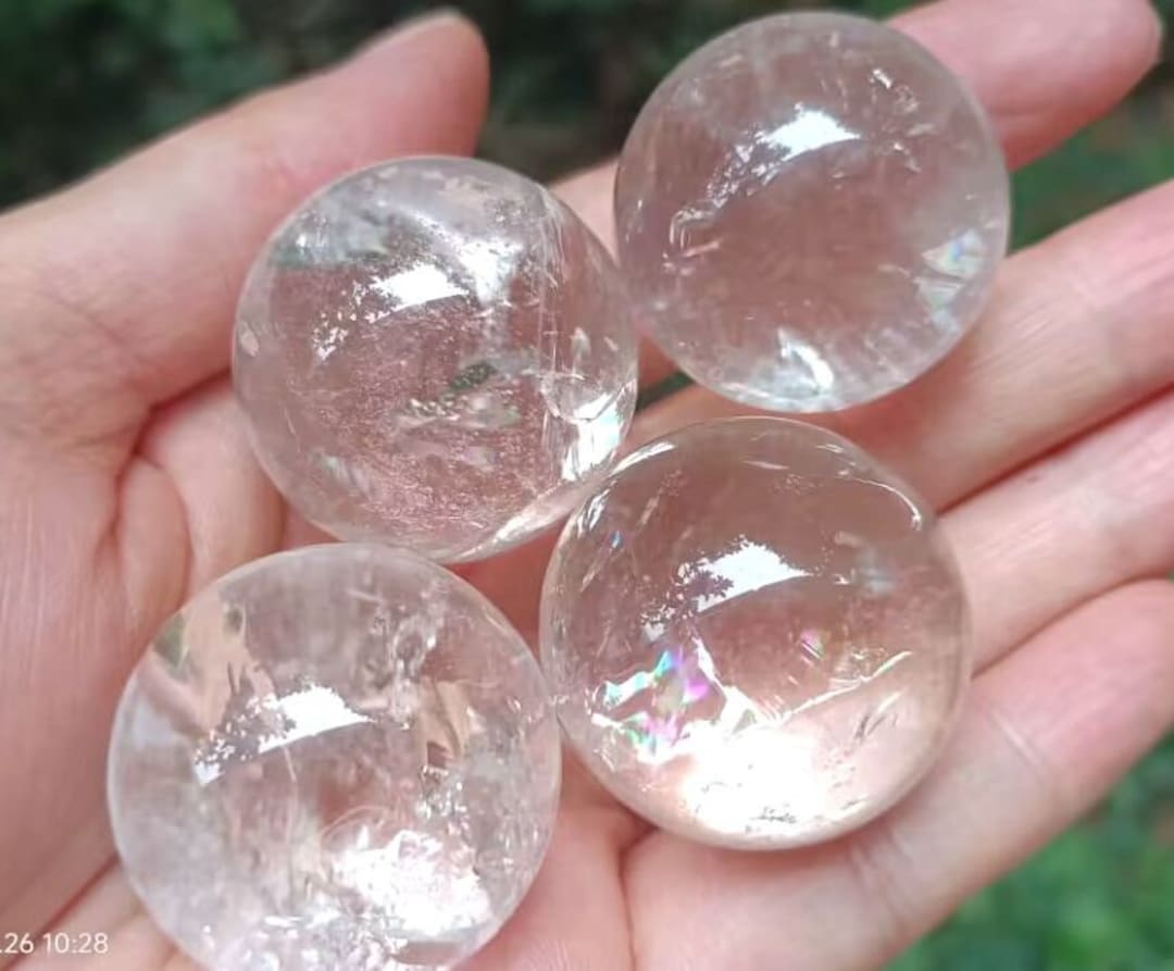 Natural Clear Crystal Spheres/clear Quartz Beads/undrilled and Drilled ...