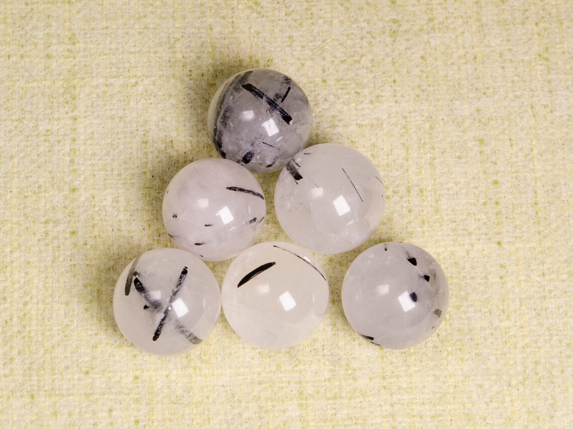 Black Rutilated Quartz Sphere Polished Stone Ball Natural Gemstone ...