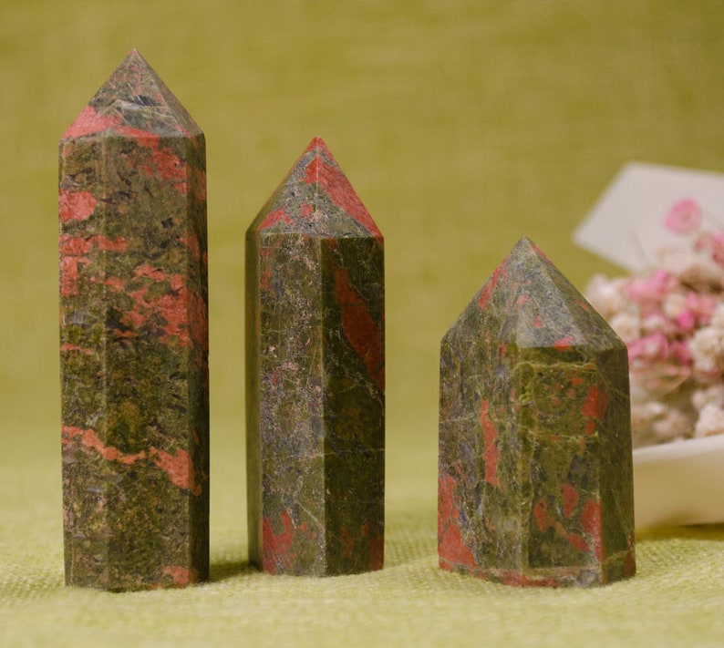Natural Unakite Towers/unakite Points/unakite Wands/unakite Obelisk ...