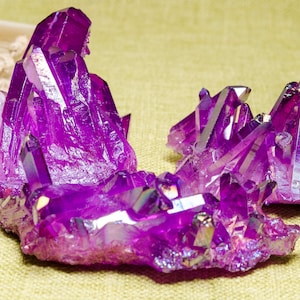 Aura Quartz Titanium Crystal/small Aura Purple Crystal Cluster ...